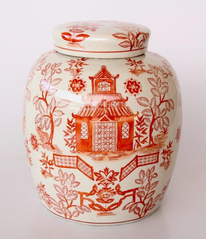 Large Fat Orange Pagoda Jar with Lid – NetDécor