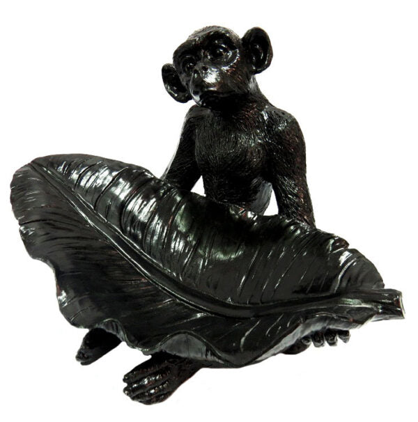 Dark Metallic Medium Monkey Sitting Sculpture – NetDécor
