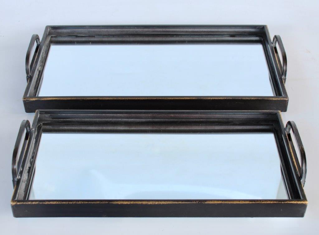 Set of 2 Black Mirror Trays – NetDécor