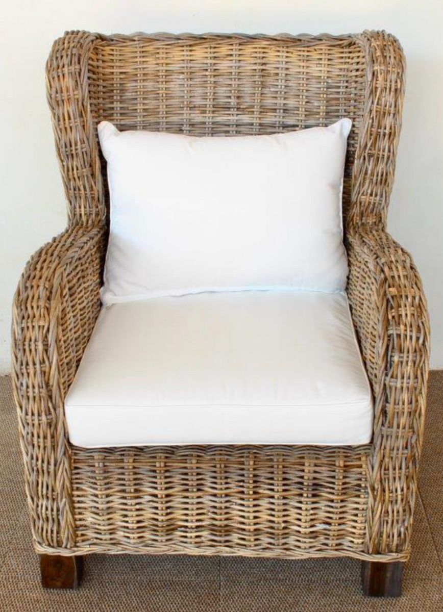 Large Rattan Wing Back Chair with Cushions – NetDécor